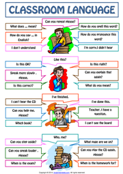 Classroom Language ESL Printable Worksheets and Exercises